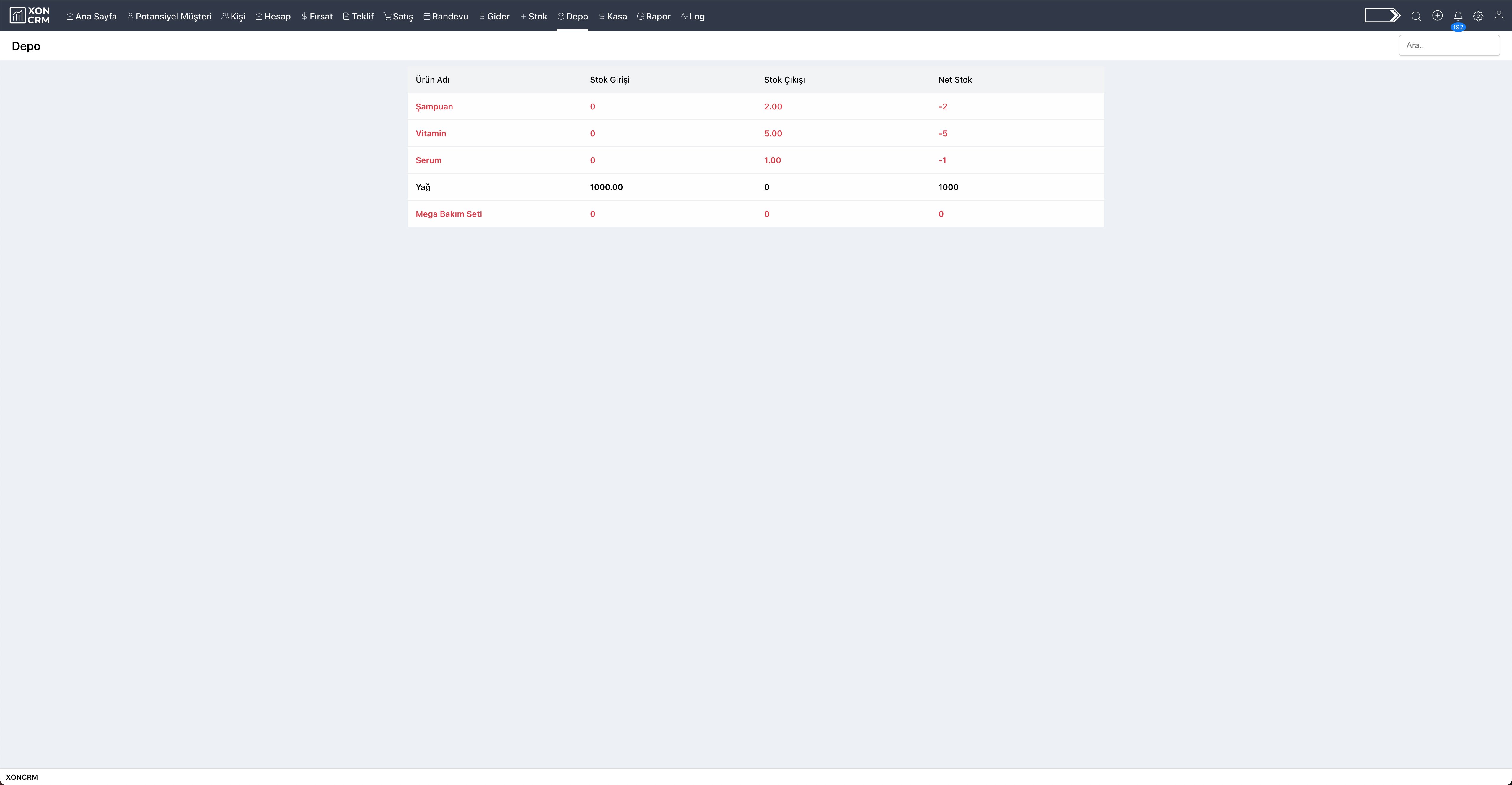 Depo Ekranı Nasıl Görüntülenir? - XON CRM Support